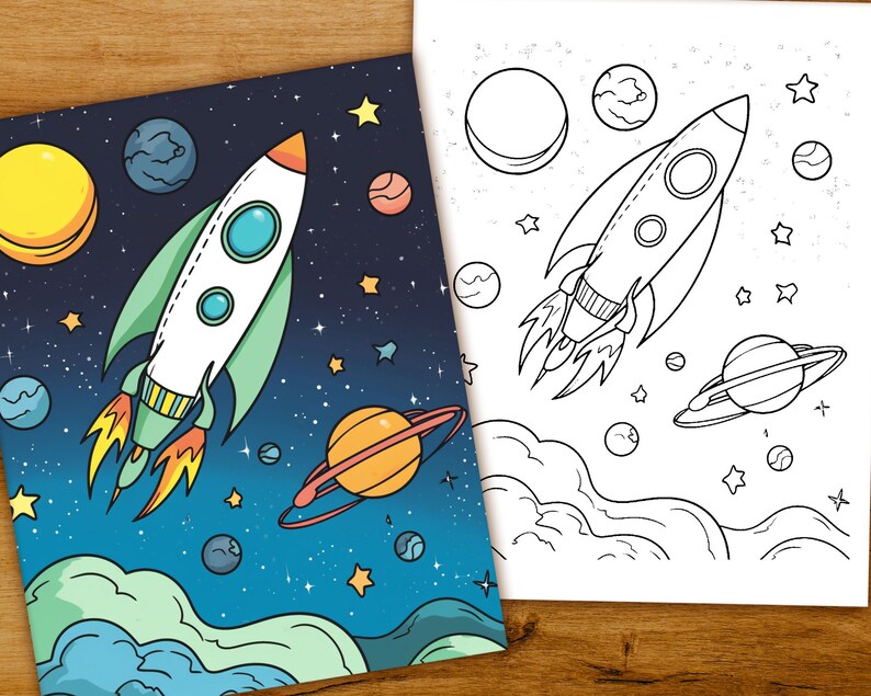 Astronauts & Astronomy Coloring Book - Outer Space Exploration ...