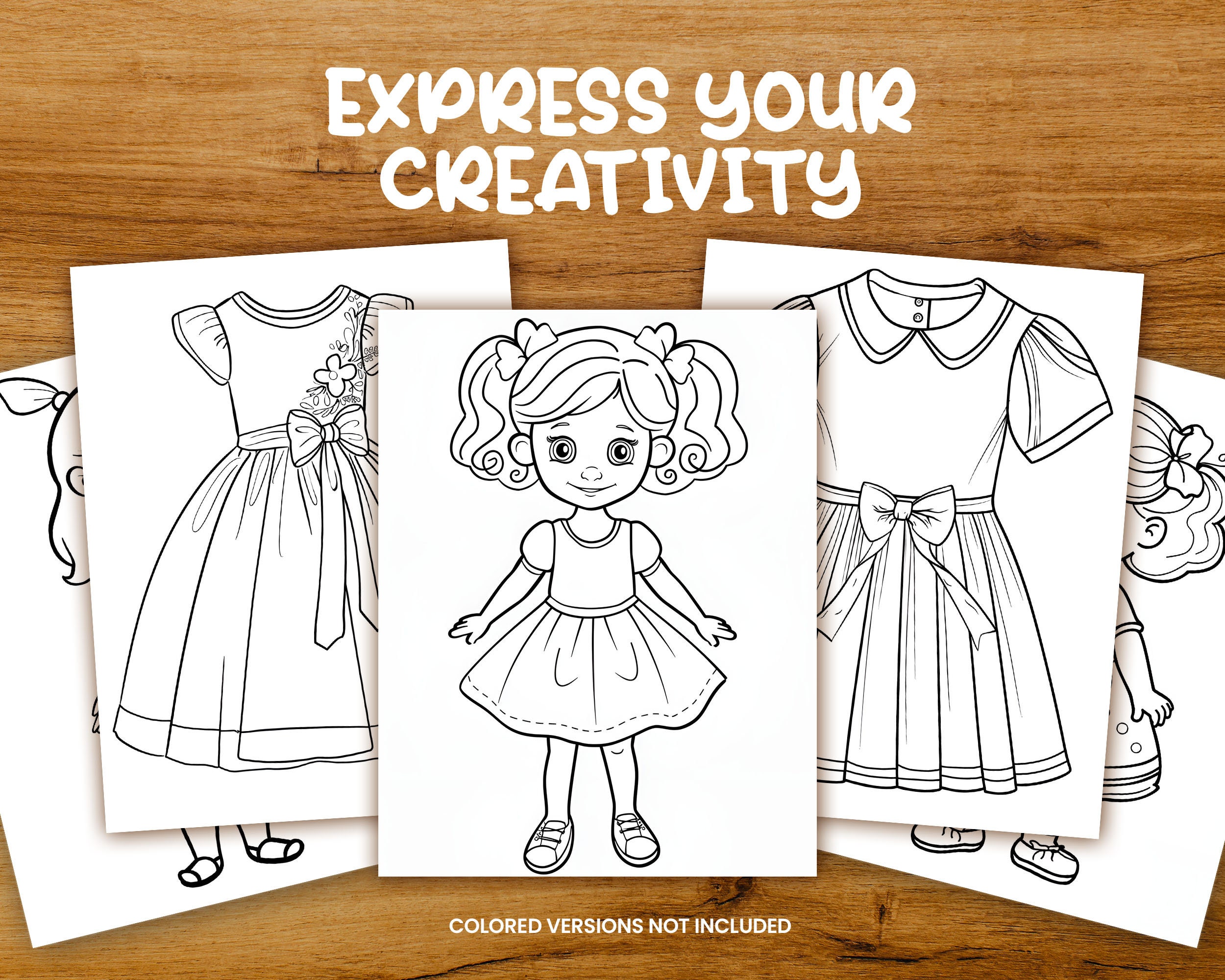 Simple Girl Dress Coloring Book - Digital PDF Download With 40 Fun ...