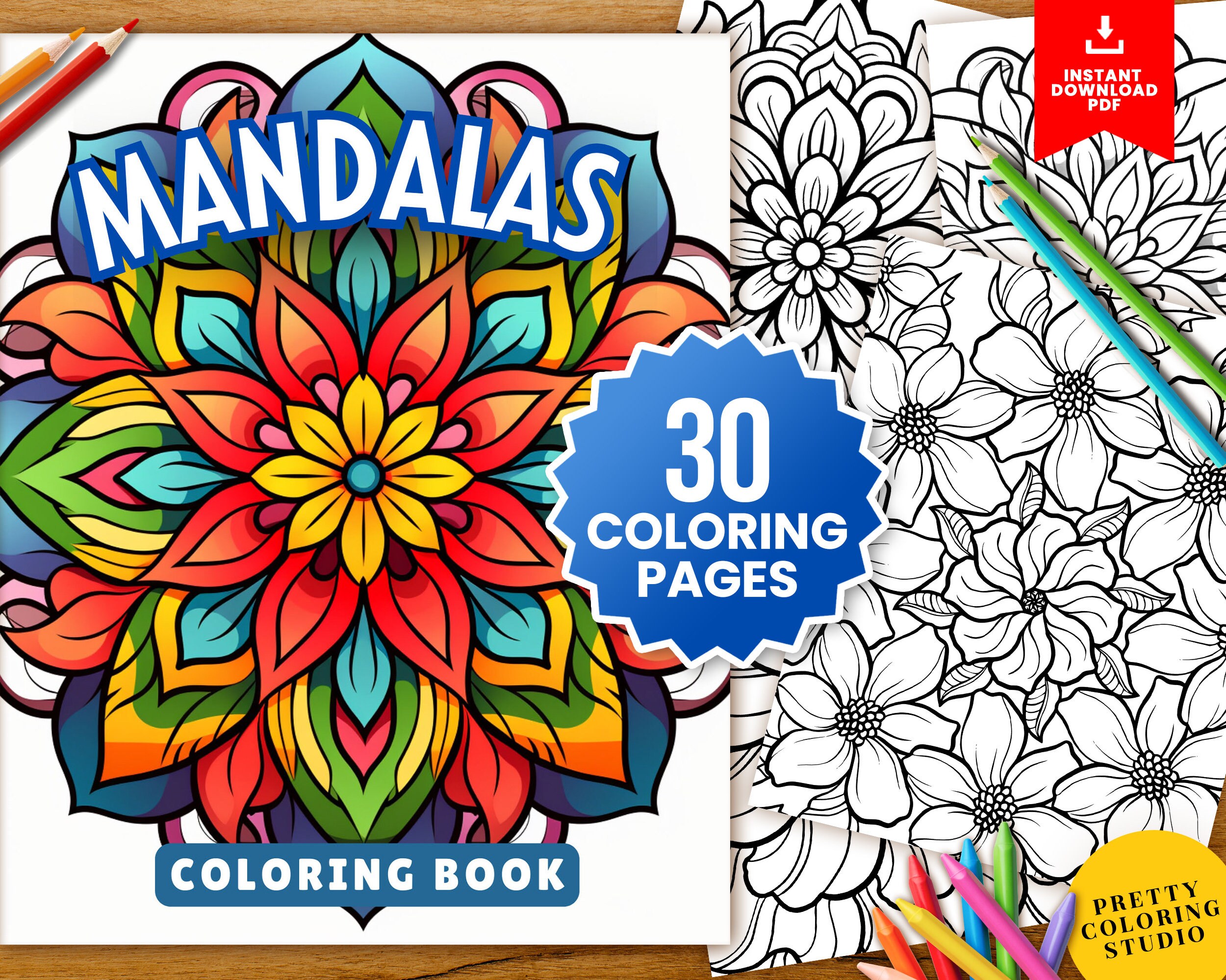 Mandalas Coloring Book for Relaxation and Mindfulness Digital Download ...