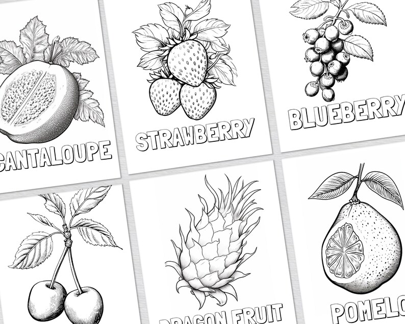 Coloring Birthday Bundle: Printable Coloring Pages of Fruits, Plants ...