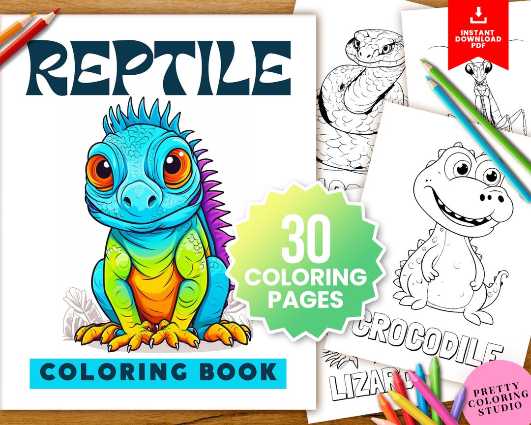 Reptile and Insect Coloring Book for Kids and Adults - Cobra, Python ...