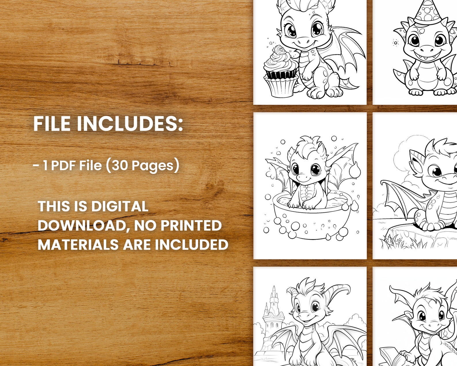 Baby Dragon Coloring Book - Kids Coloring Pages - Dnd and Fantasy DIY ...