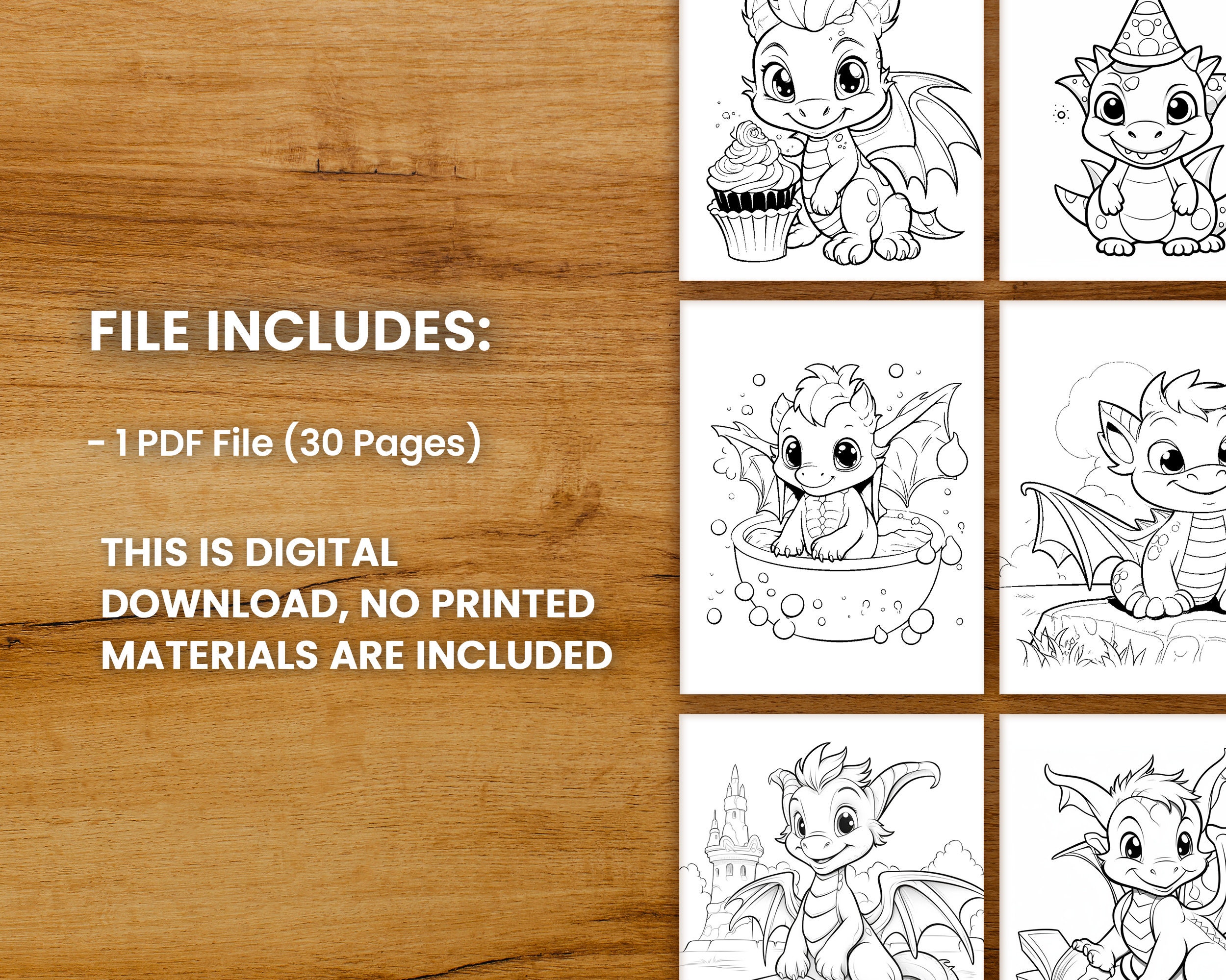 Baby Dragon Coloring Book - Kids Coloring Pages - Dnd and Fantasy DIY ...