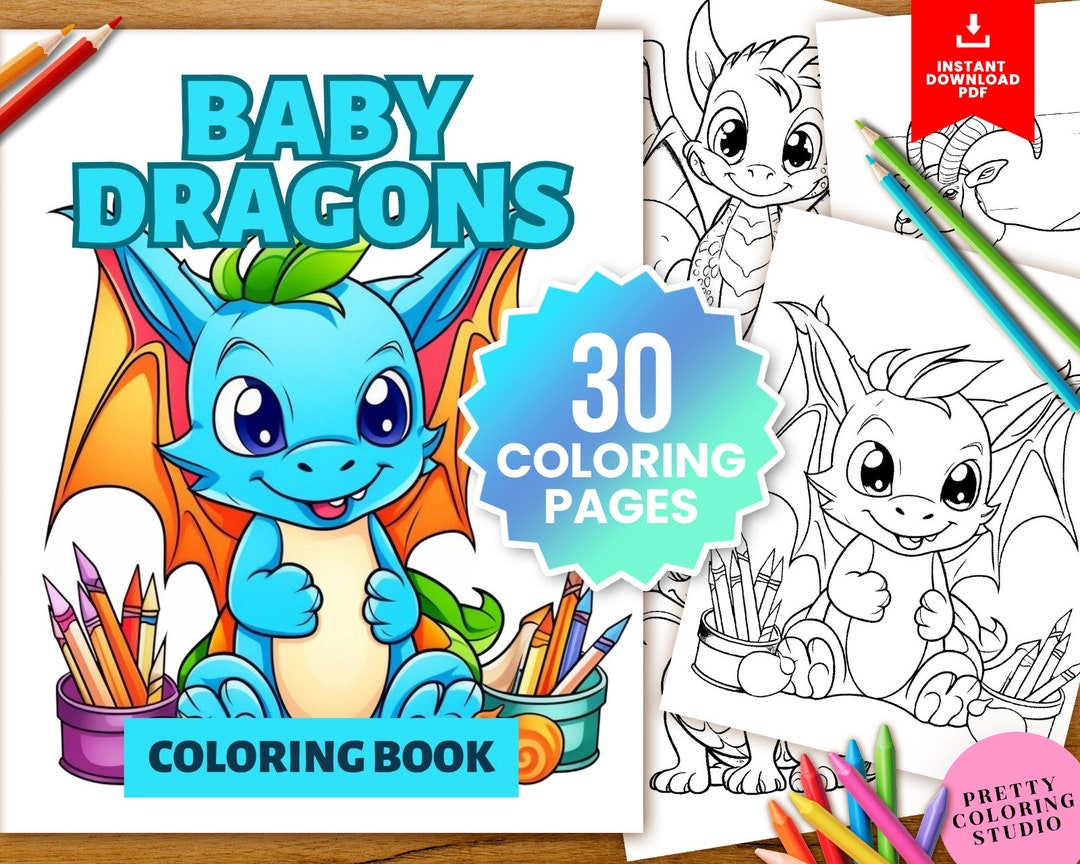Baby Dragon Coloring Book - Kids Coloring Pages - Dnd and Fantasy DIY ...