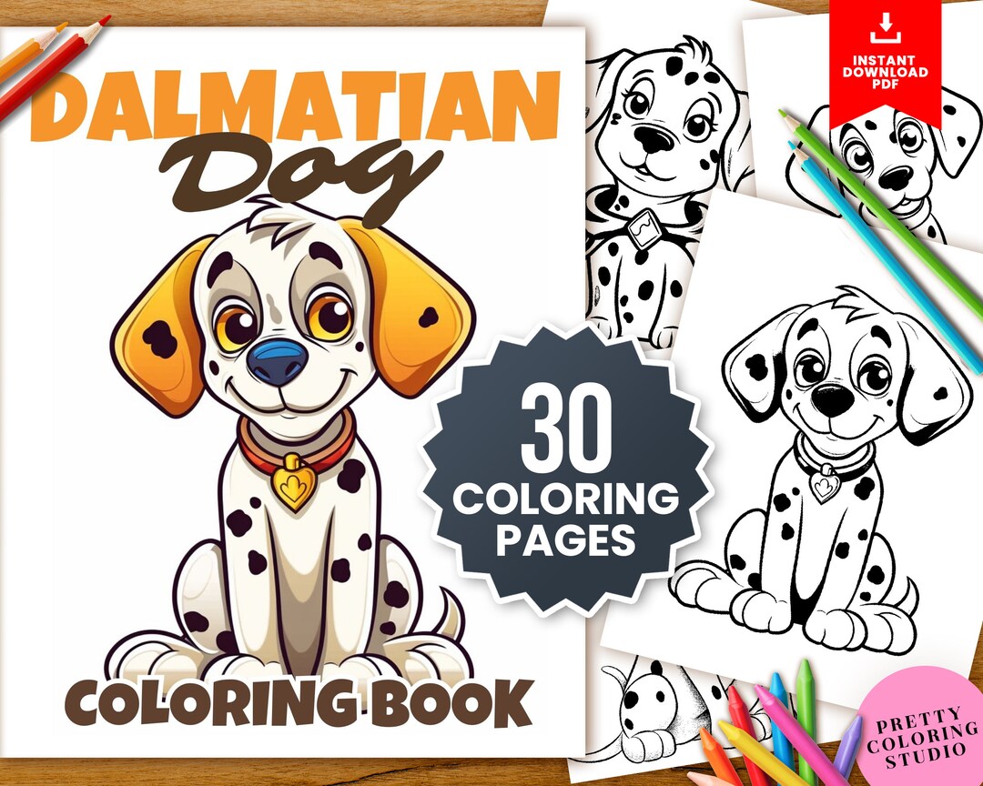 Dalmatian Dog Coloring Book - Kids & Adult Coloring Pages for Dog ...