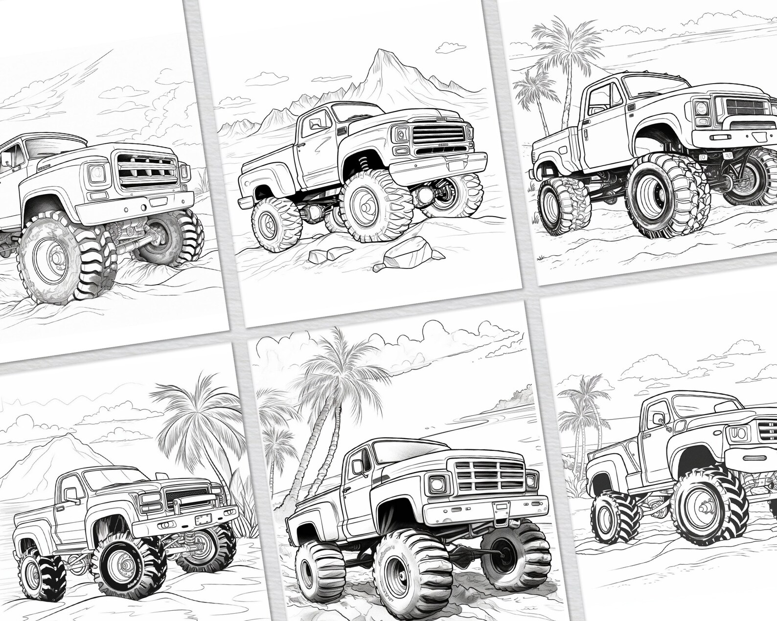 Printable Monster Truck Coloring Book for Kids and Adults - Digital ...