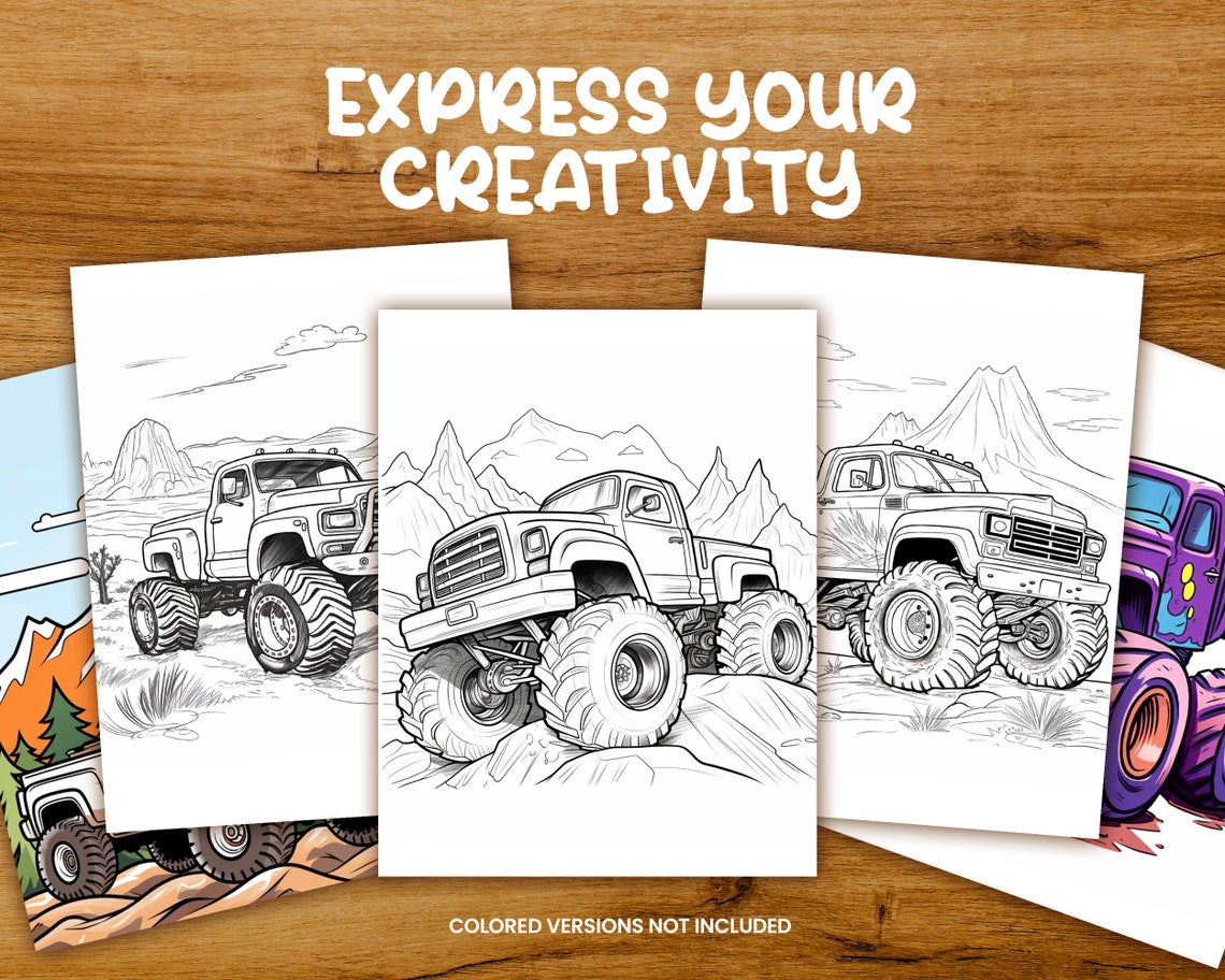 Printable Monster Truck Coloring Book for Kids and Adults - Digital ...