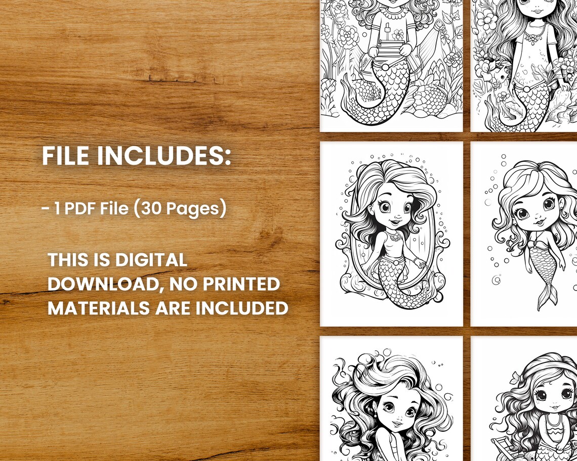 Magical Mermaid Coloring Book Printable Download Relaxing - Etsy