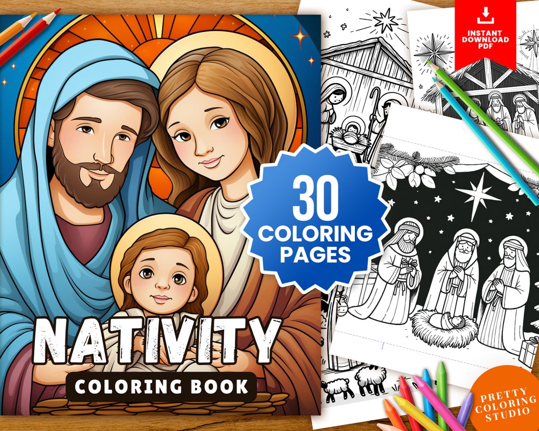 Nativity of Jesus Christ Coloring Book Digital Download, Interactive ...
