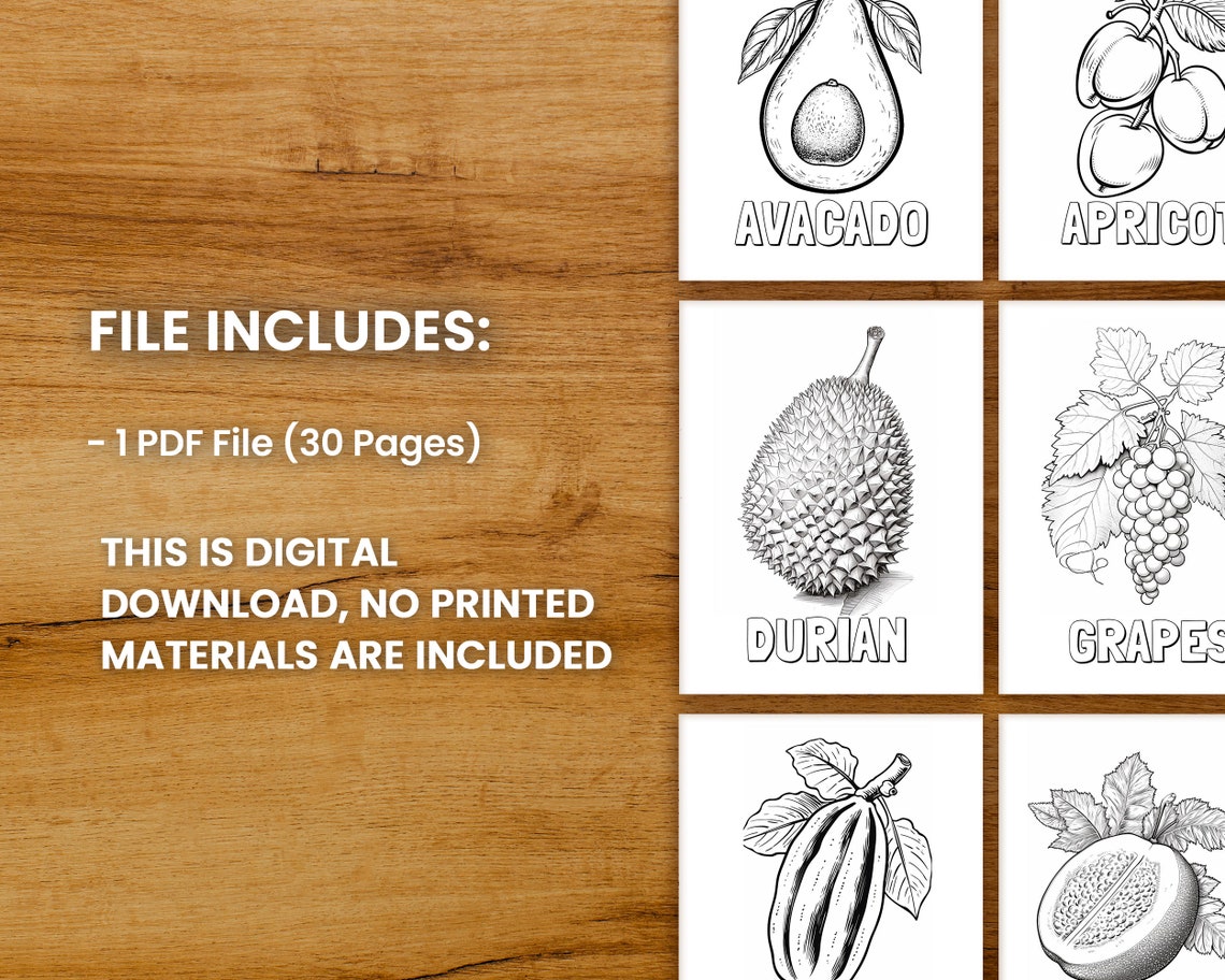 Coloring Birthday Bundle: Printable Coloring Pages of Fruits, Plants ...