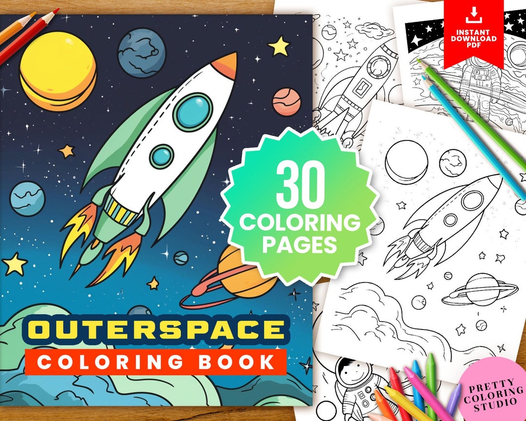 Astronauts & Astronomy Coloring Book - Outer Space Exploration ...