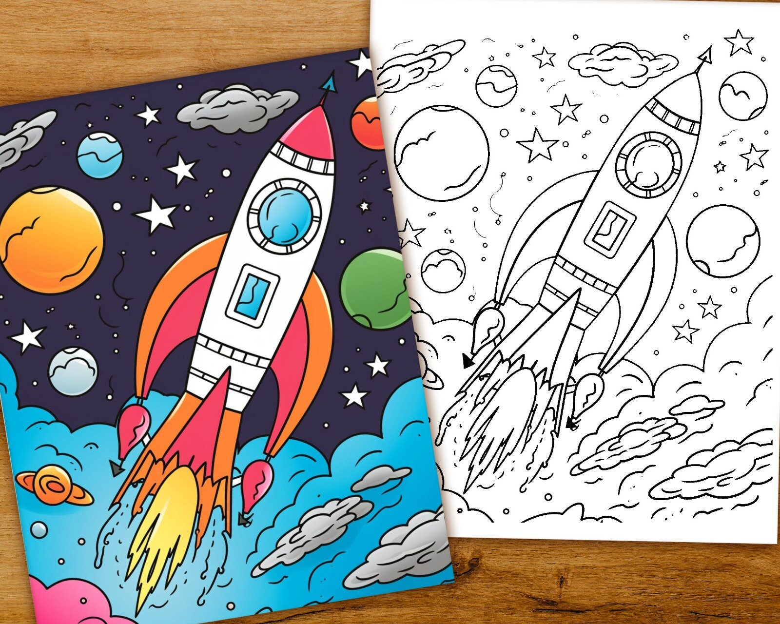 Astronauts & Astronomy Coloring Book - Outer Space Exploration ...