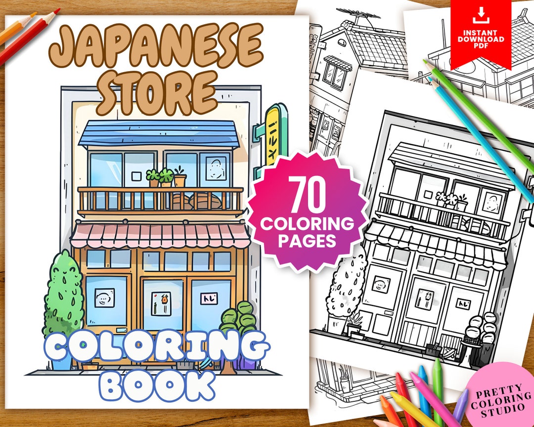 Japanese Isometric Store Coloring Book - Intricate Japanese Design for ...