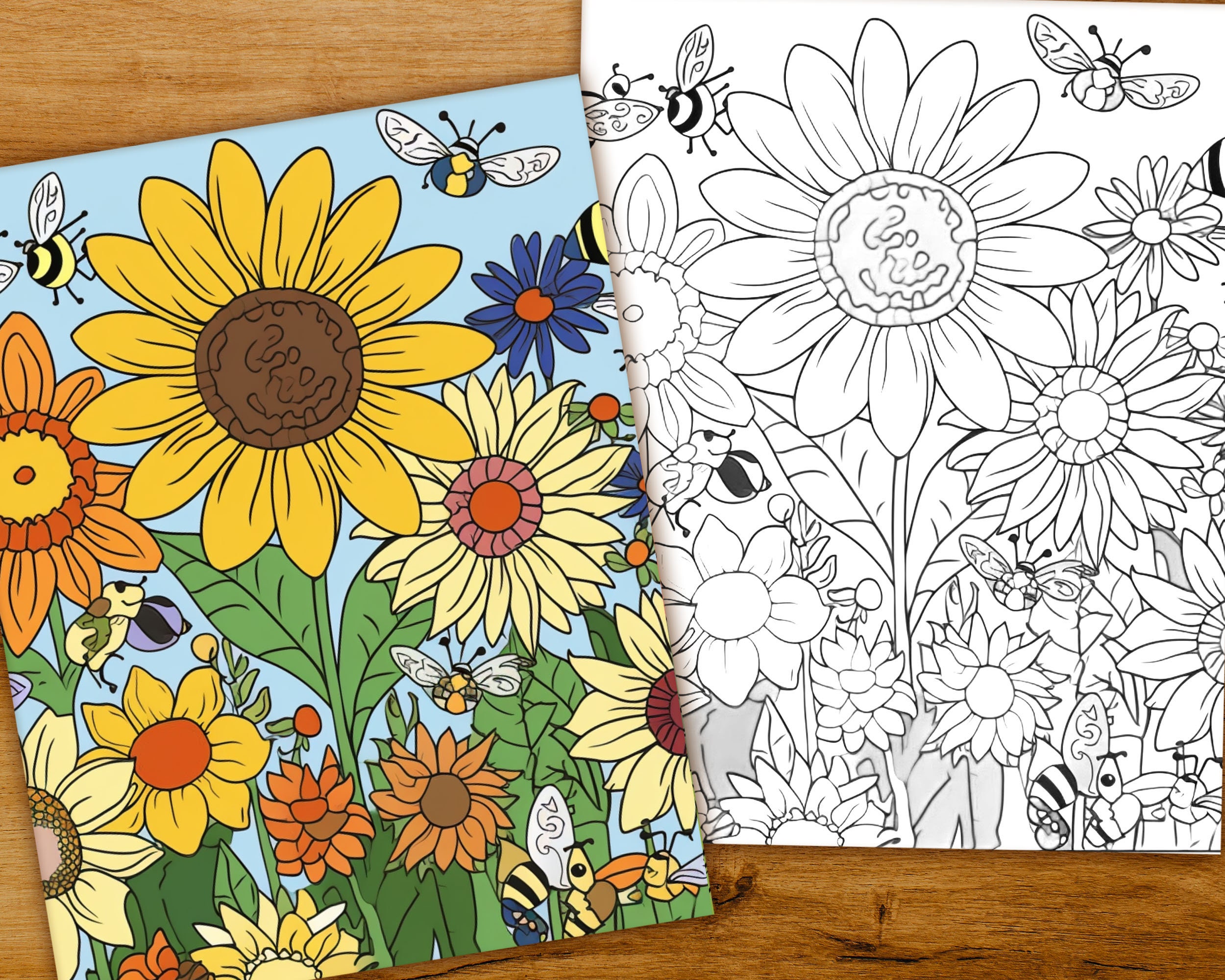 Flower, Butterfly & Bee Coloring Book - Botanical Garden Printable ...