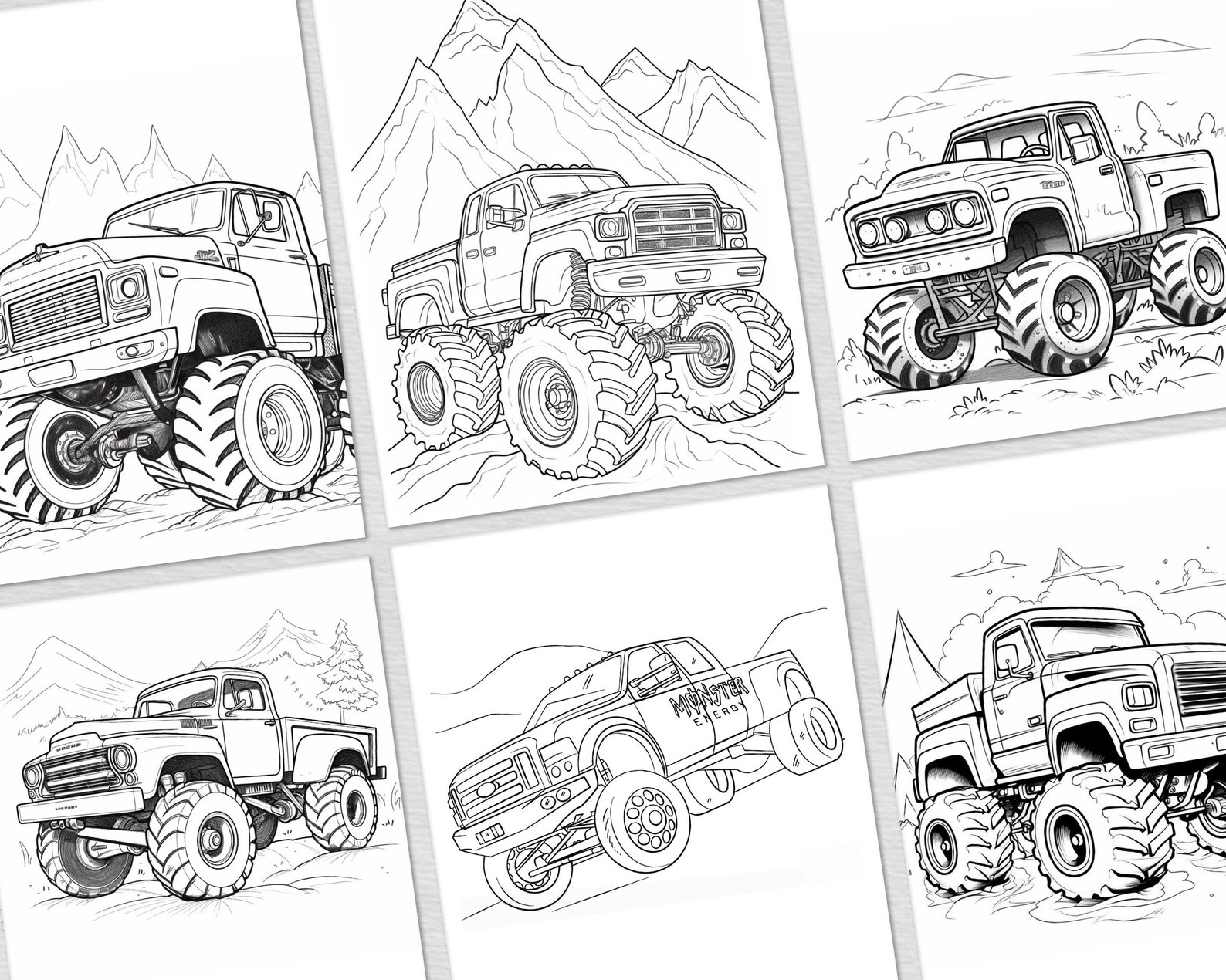 Printable Monster Truck Coloring Book for Kids and Adults - Digital ...