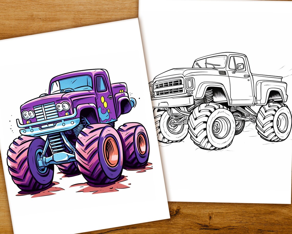 Printable Monster Truck Coloring Book for Kids and Adults - Digital ...