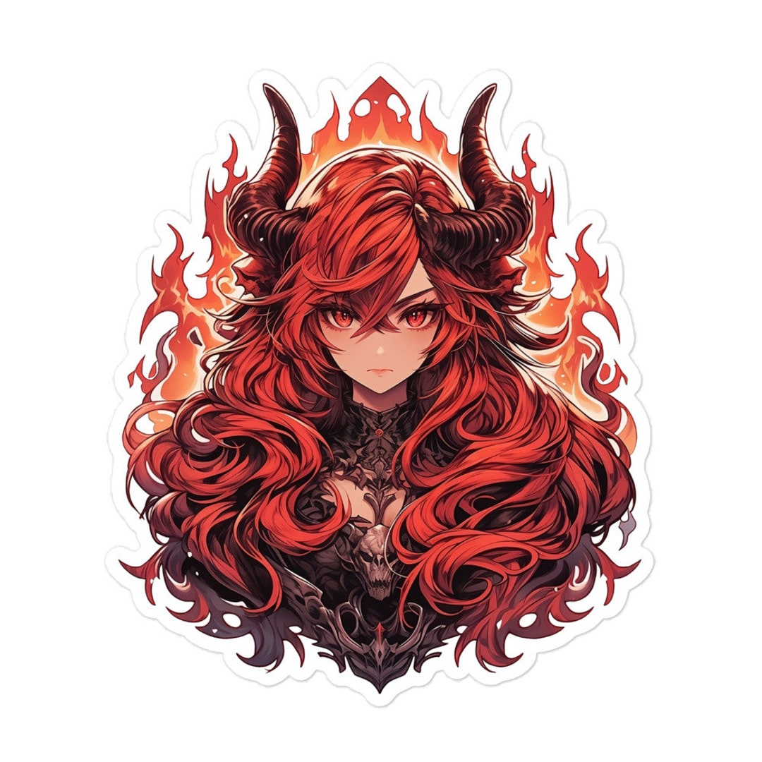 Hellfire Anime Devil Sticker Kawaii Evil Demon Themed Phone Case ...