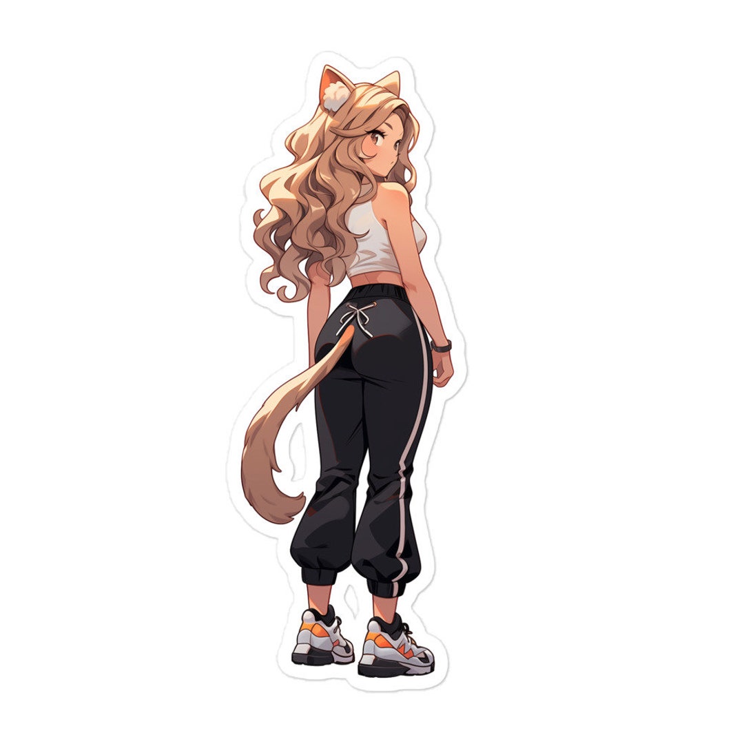 Friendly Feline Anime Cat Girl Sticker Kawaii Kitten and Cat Lover ...