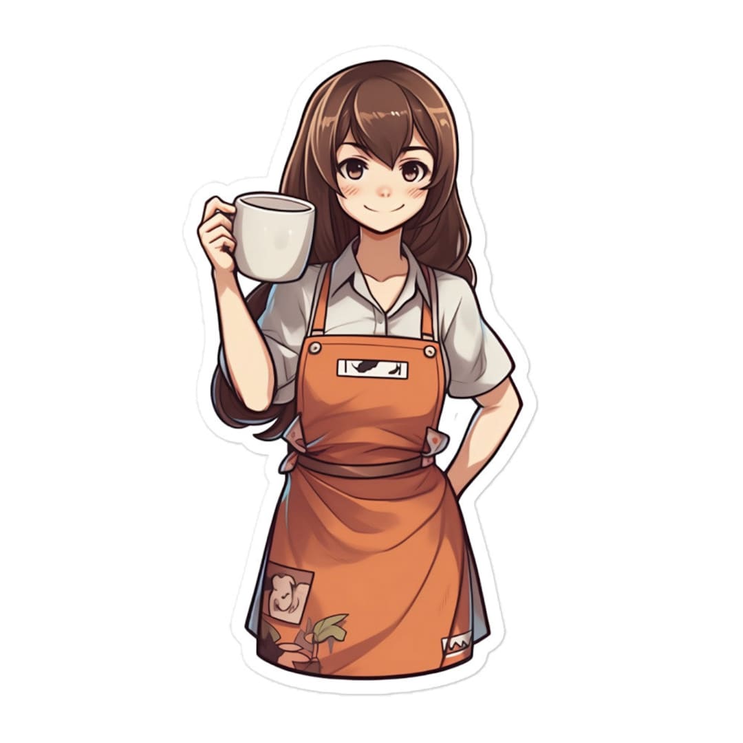 Heavily Caffeinated Anime Barista Sticker Coffee Lover Sticker - Etsy