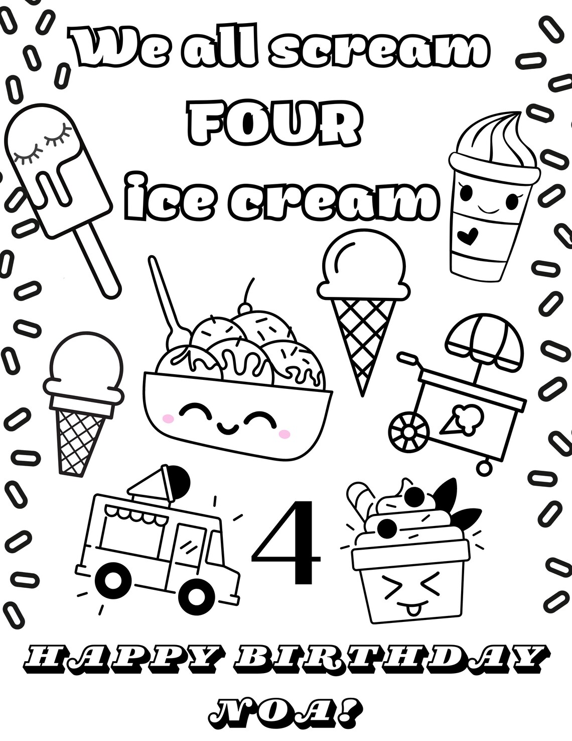 Personalized Birthday Coloring Page for Kids, Custom Party Theme ...