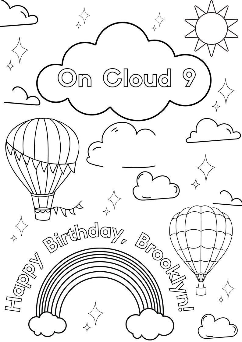 Personalized Birthday Coloring Page for Kids, Custom Party Theme ...