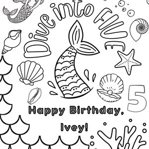 Personalized Birthday Coloring Page for Kids, Custom Party Theme ...