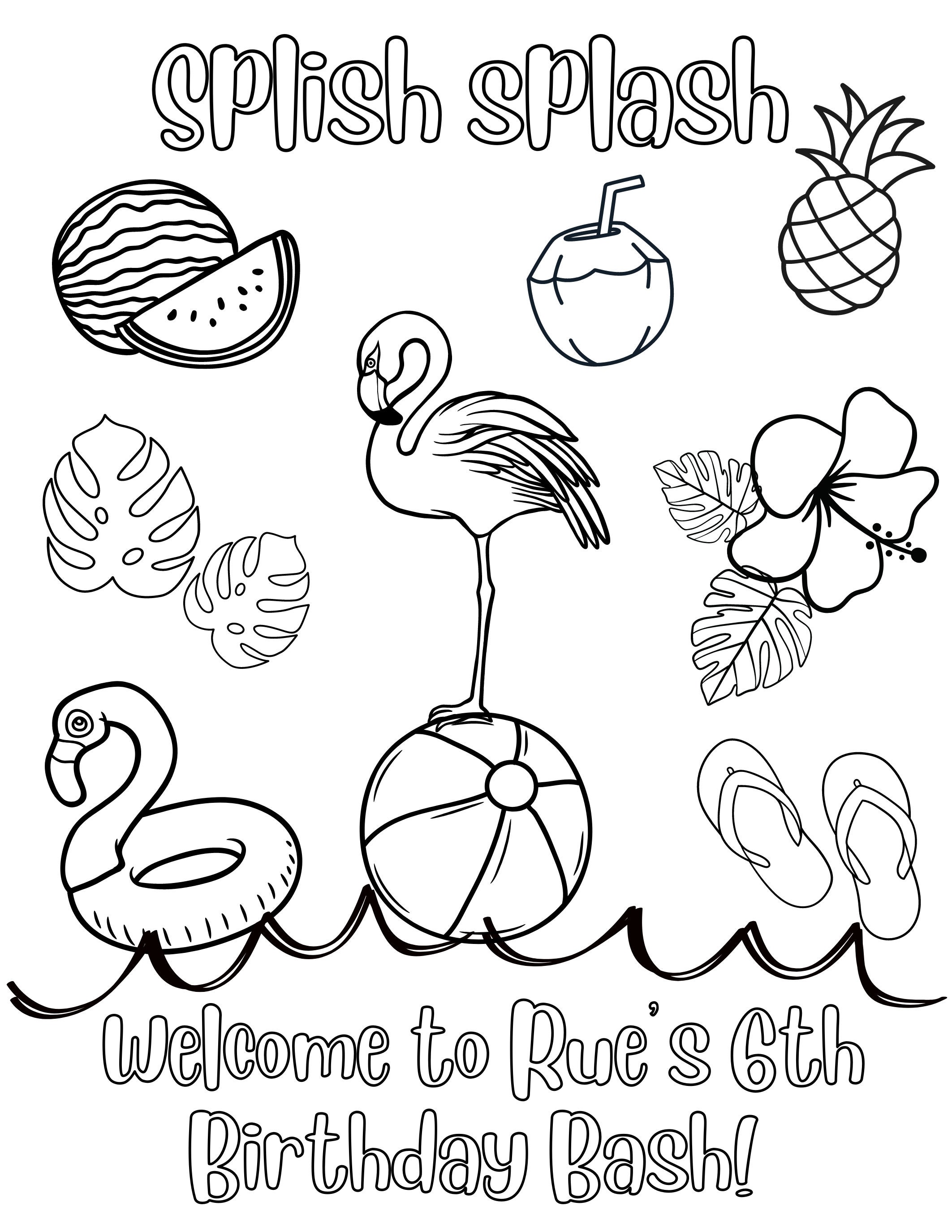 Personalized Birthday Coloring Page for Kids, Custom Party Theme ...
