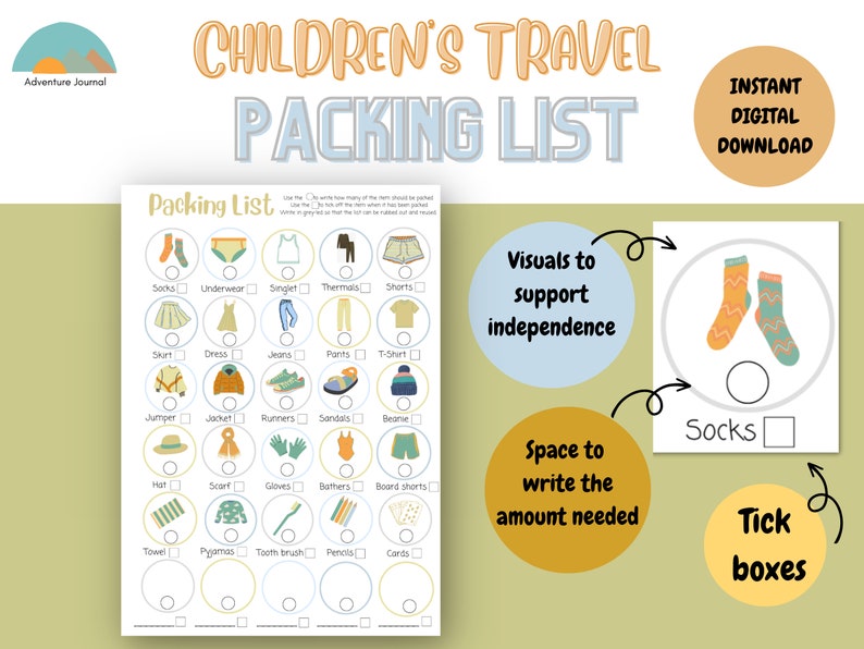 Packing List - Children - Etsy