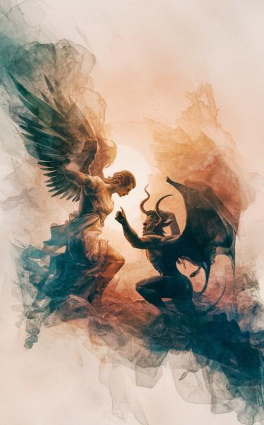 Devil and Angel Digital Art 02 - Dark Fantasy Printable Wall Art ...