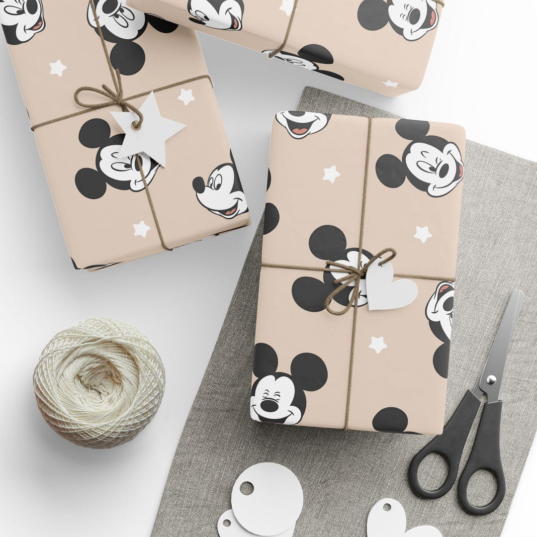 Mickey Mouse Neutral Wrapping Paper Disney Gift Wrap - Etsy
