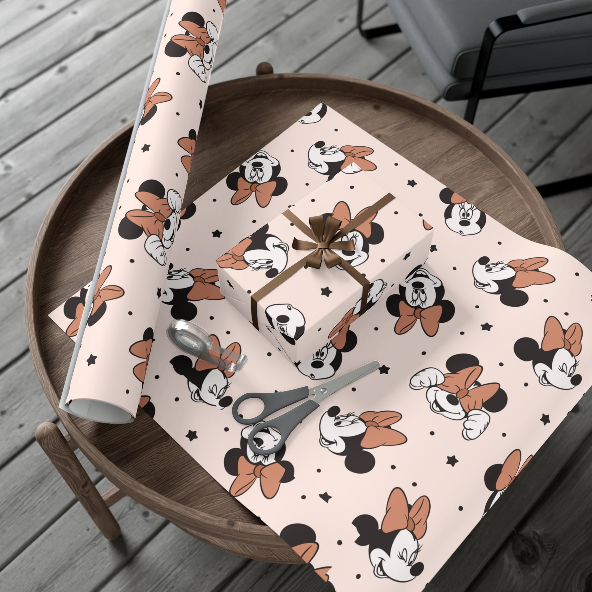 Neutral Minnie Mouse Wrapping Paper Classic Gift Wrap for All Occasions ...