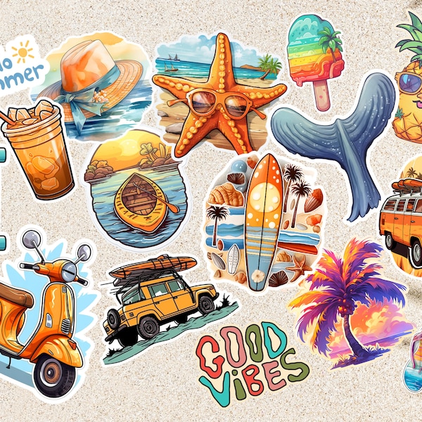 Summer Stickers - Etsy