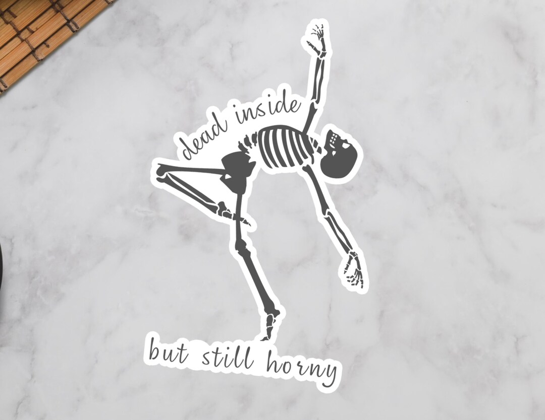 Trendy Skeleton Dead Inside Meme Sticker. Embrace Humor & Irony With ...