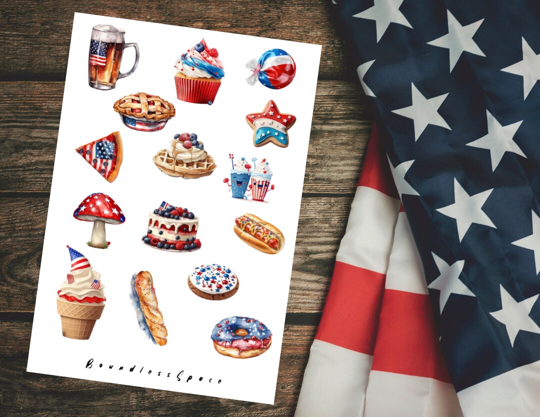 Fourth of July Food and Drink Stickers. Tasty Independence Day: A ...