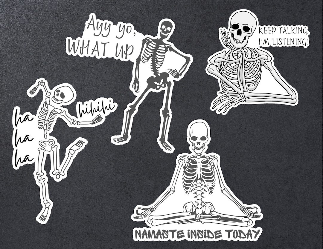 Funny Skeleton Trendy Meme Stickers. Get Your Laugh on With Expressive ...