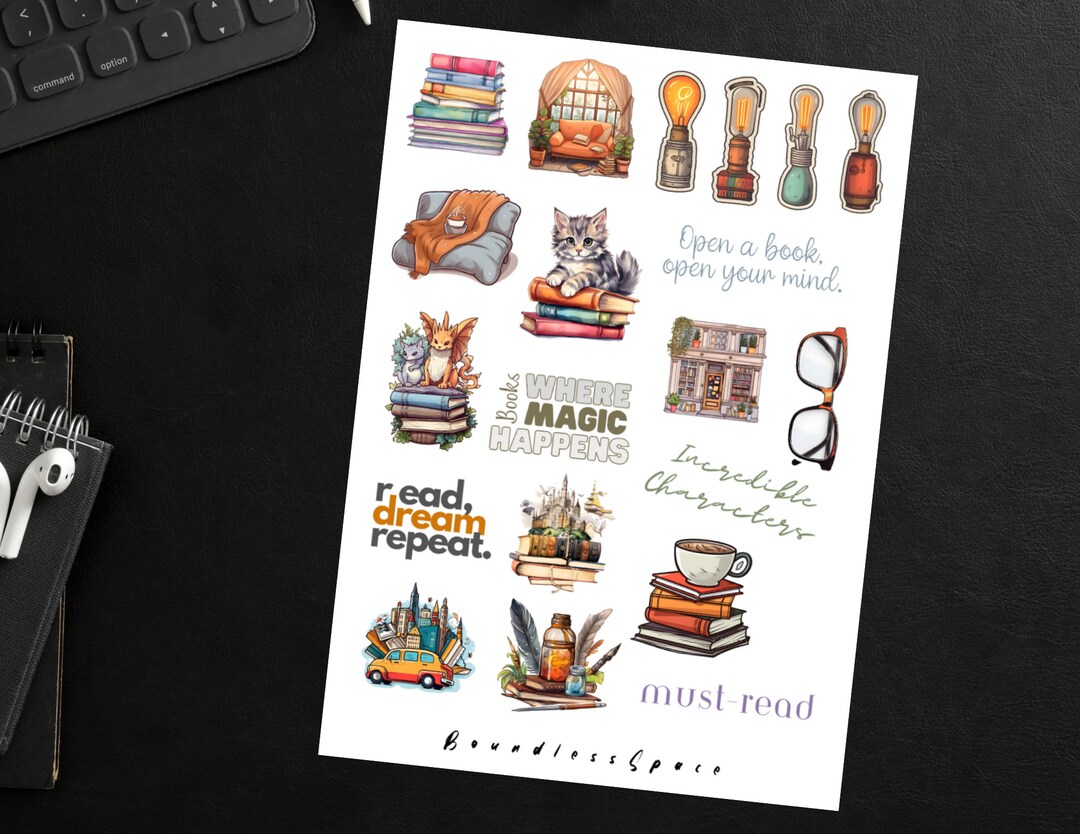 Whimsical Bookworm Stickers Delight. Capturing the Essence of Reading ...