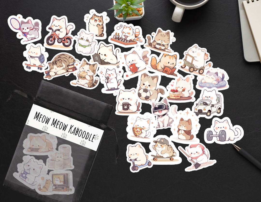 10 Playful Cat Meme Stickers Pouch. Meow Meow Kaboodle Grab All 3 ...