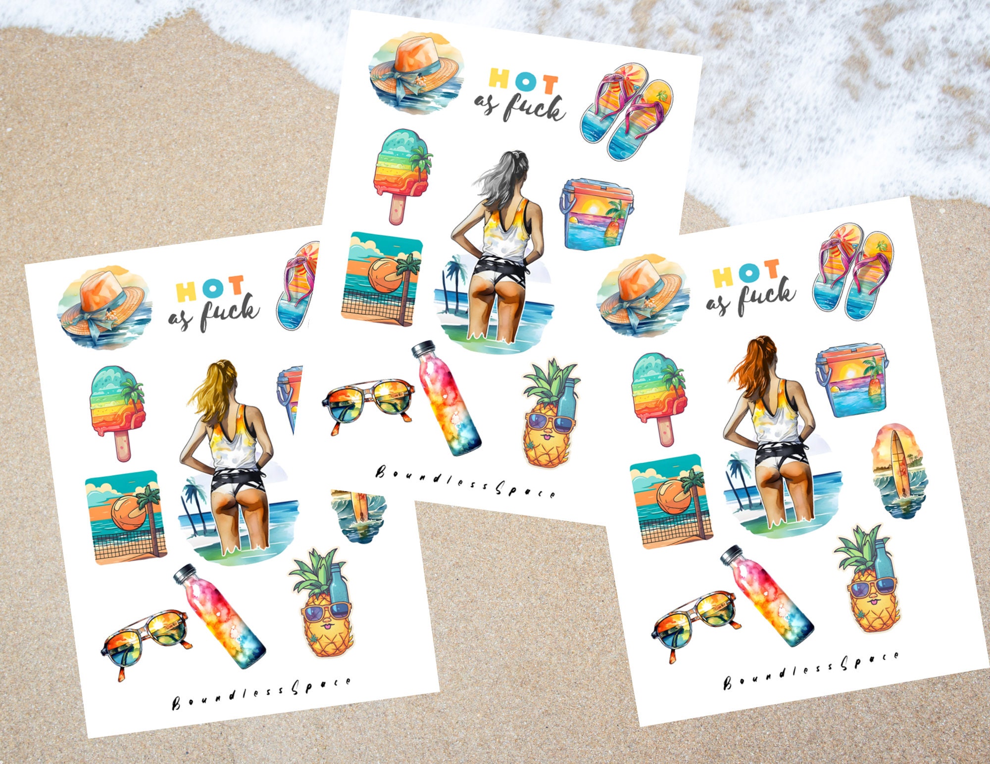Beach-inspired Stickers for Summer Vibes. Surf, Sand, and Sunshine: Add ...