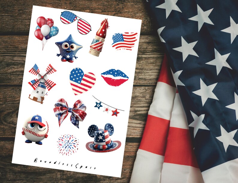 Assorted July 4th Stickers Collection. Celebrate America's Independence ...