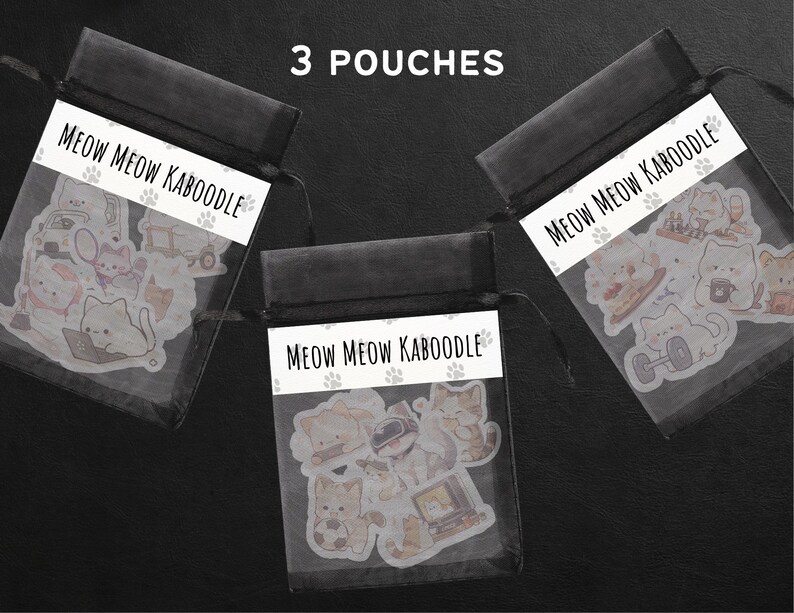 10 Playful Cat Meme Stickers Pouch. Meow Meow Kaboodle Grab All 3 ...