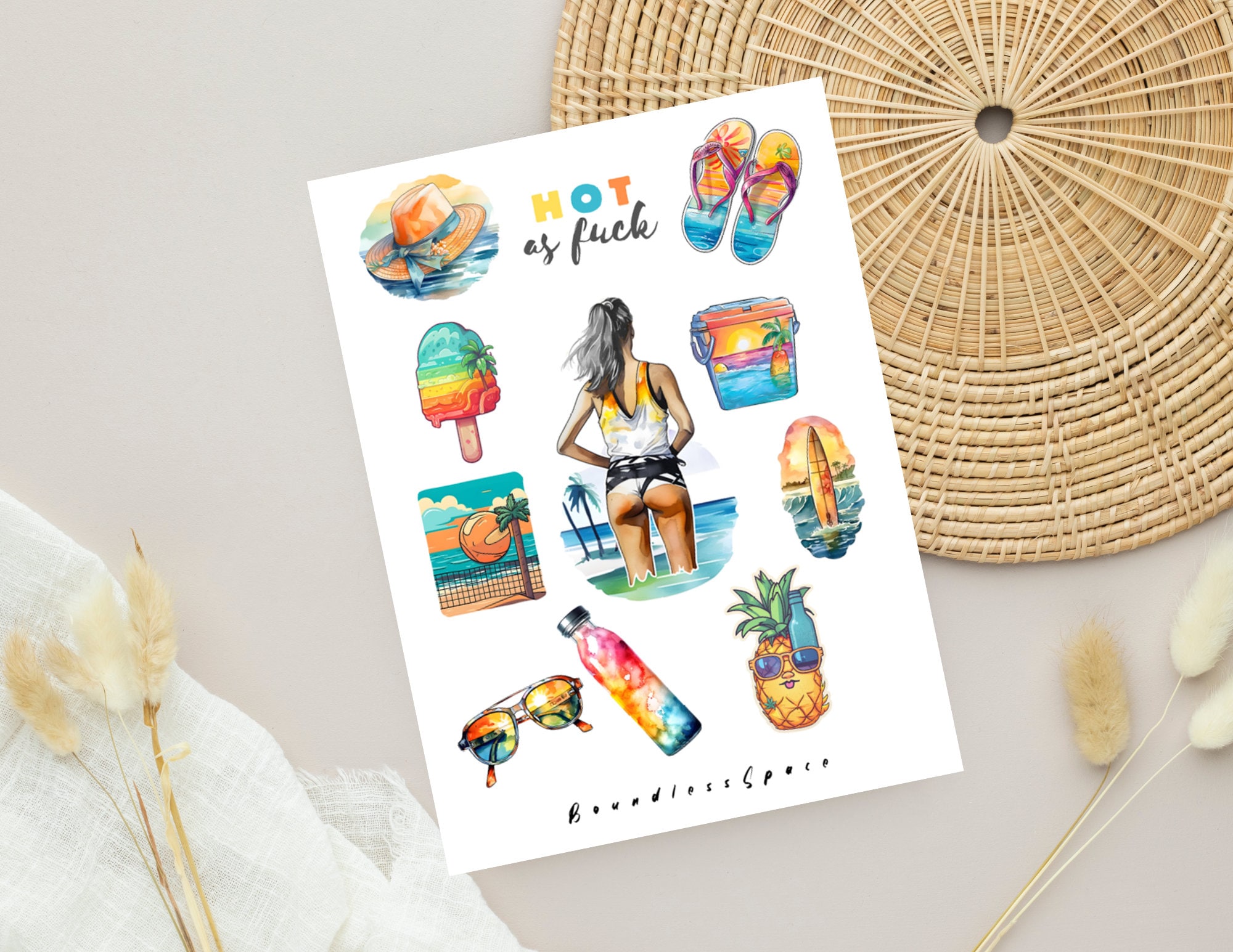 Beach-inspired Stickers for Summer Vibes. Surf, Sand, and Sunshine: Add ...