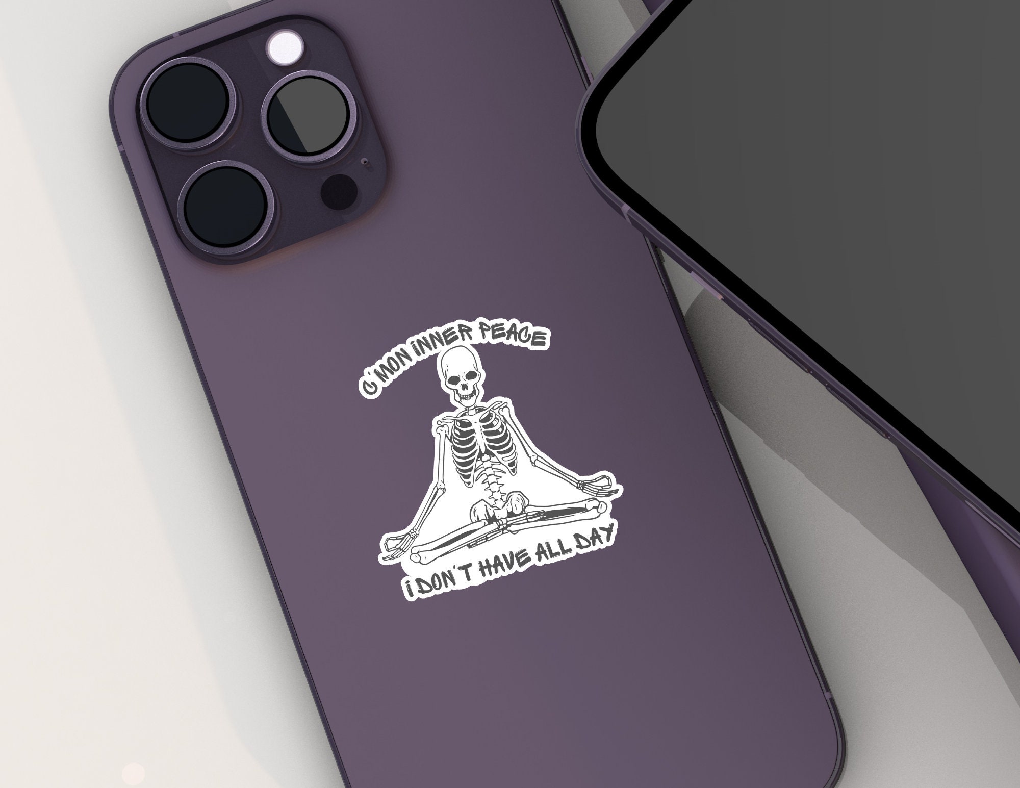 Funny Skeleton Namaste Meme Sticker. Calm Your Bones With Skeleton Yoga ...