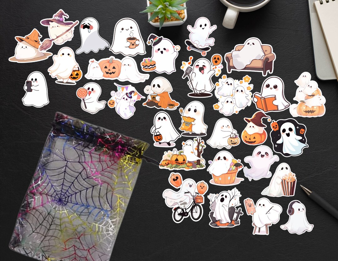 Halloween Cute Ghost Stickers Set. Playful Halloween Spirits: - Etsy