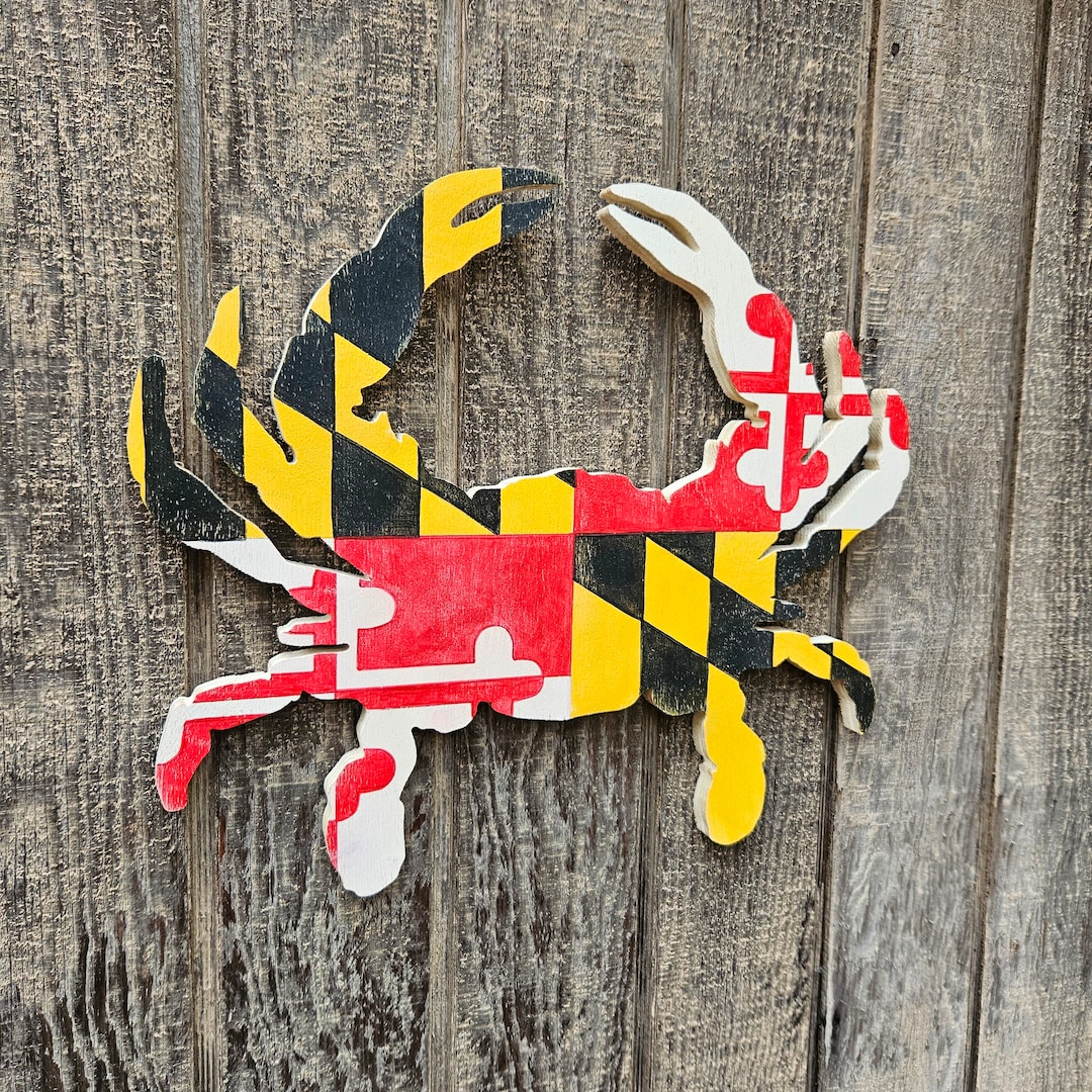 Wooden Maryland Flag Crab - Etsy