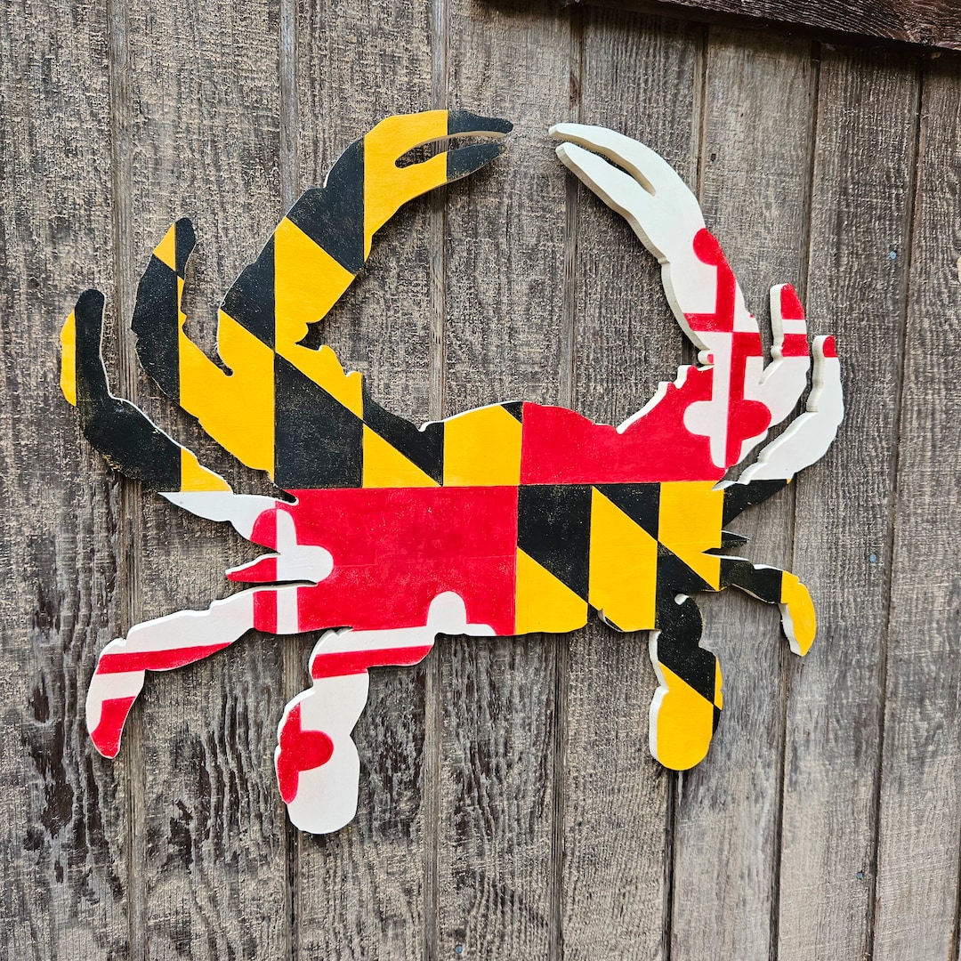 Wooden Maryland Flag Crab - Etsy