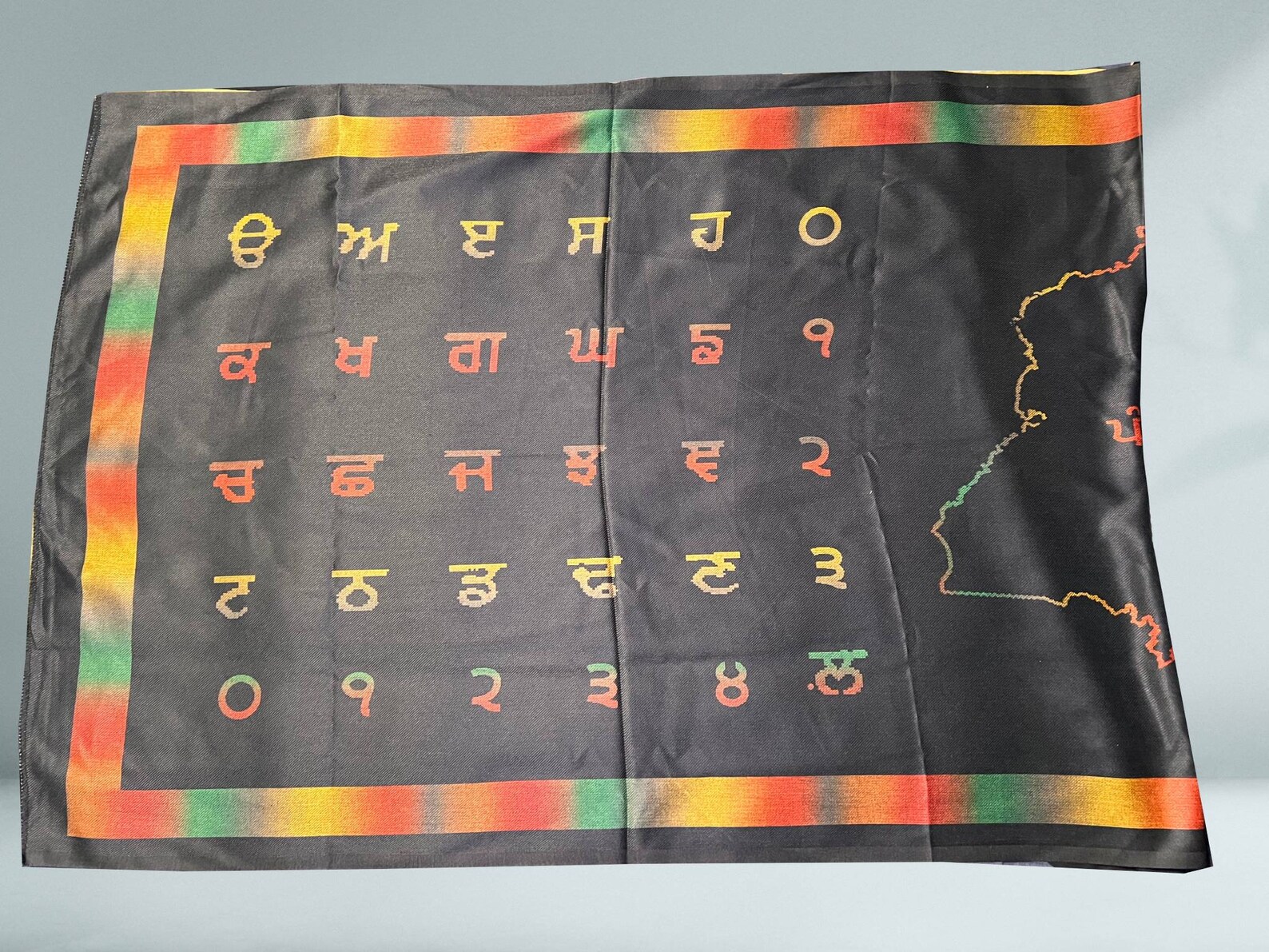 Punjabi Shawl Gurmukhi Letters With Punjab Map, Sikh Art, Punjabi ...