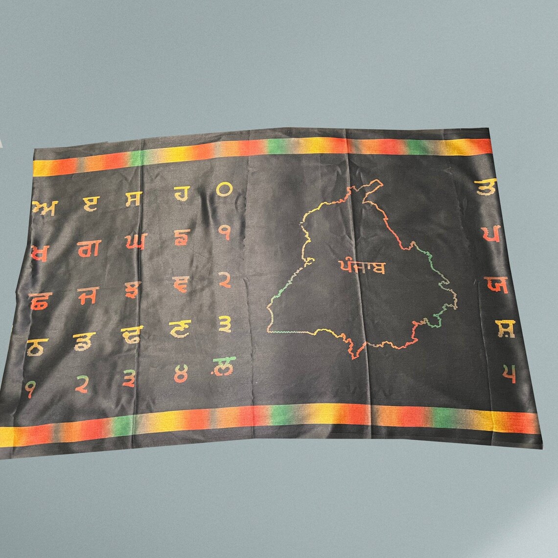 Punjabi Shawl Gurmukhi Letters With Punjab Map, Sikh Art, Punjabi ...
