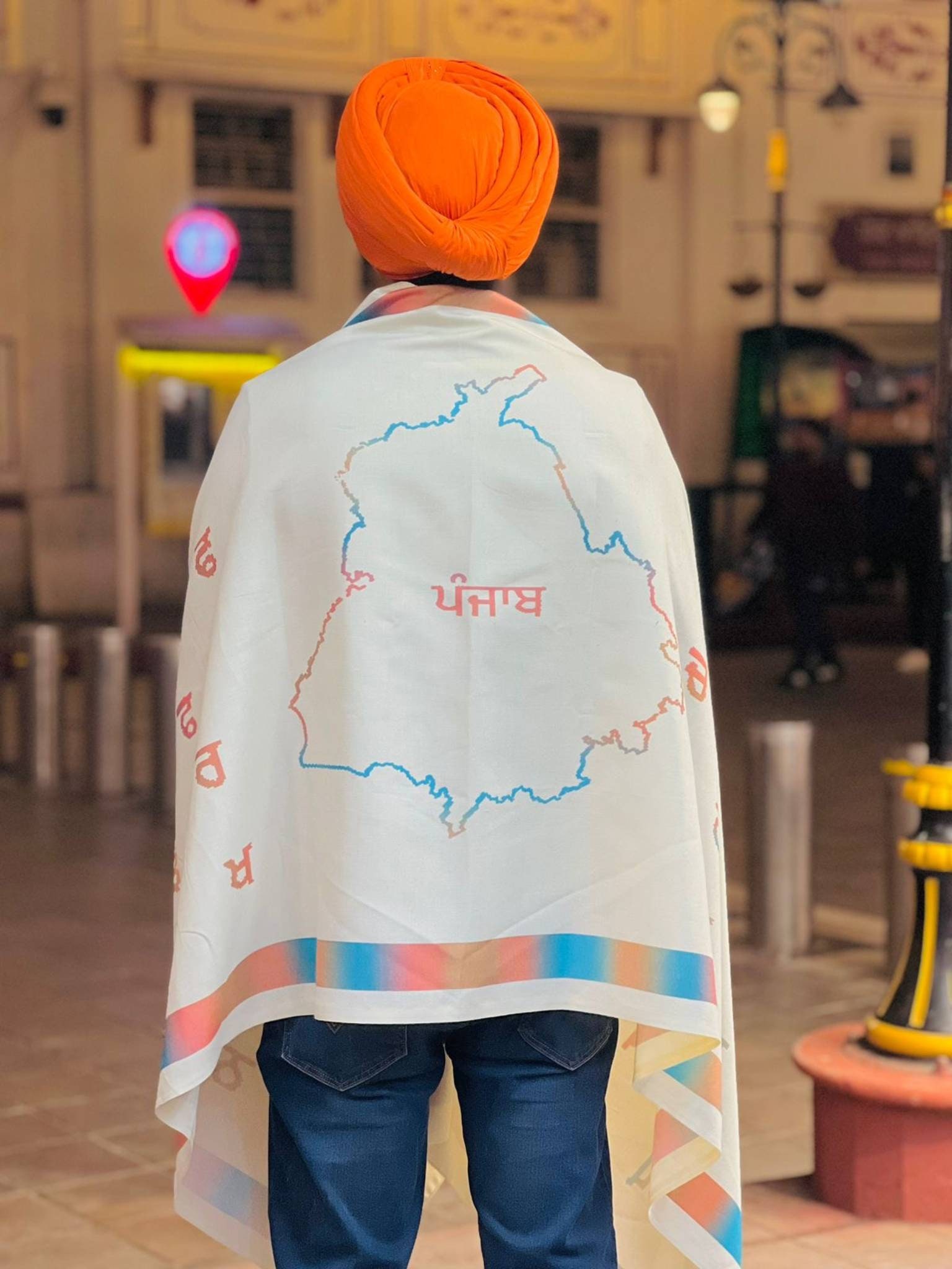 Punjabi Shawl With Punjab Map, Punjabi Wedding Accessories, Jaago Night Shawl, Punjabi Alphabets ...