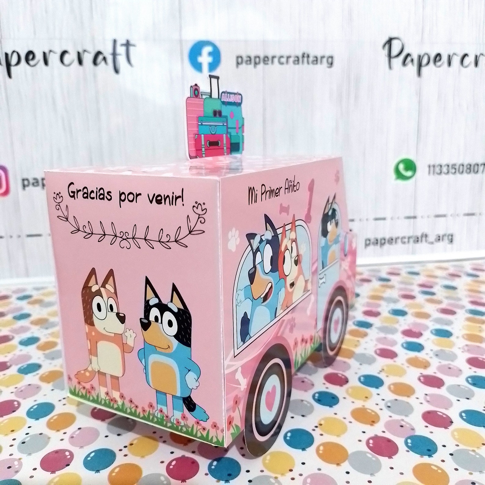 Minibus Bluey Papercraft NUEVO MODELO ROSA 2024, Favor Box Bluey ...