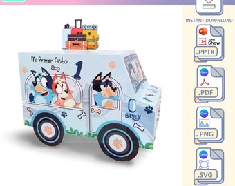 Bluey Favor Box, Bluey Bus Paper Craft, Bluey Printable Kit, Digital ...